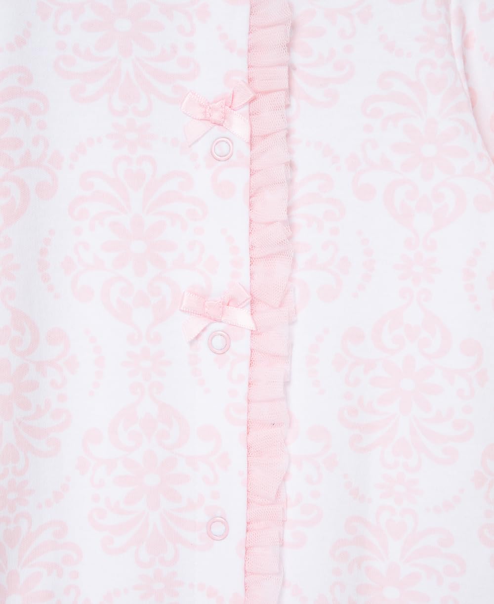Little Me Baby Clothes & Outfits - Girls One Piece Hat & Footed Sleeper Pajamas - Preemie, Damask Scroll