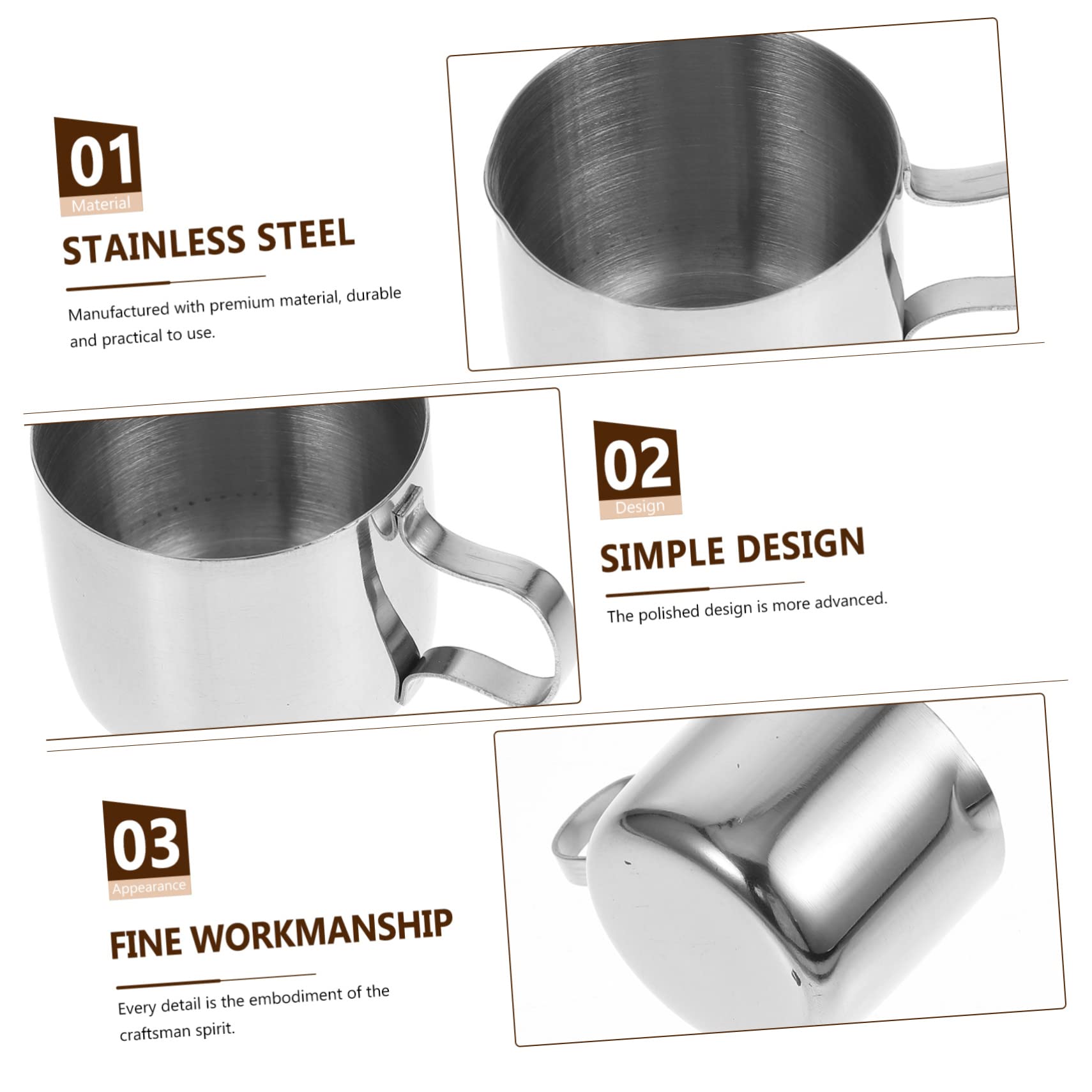 SHOWERORO 1pc Latte Coffee Cup Coffee Espresso Mini Coffee Pot Milk Frother Cup Espresso Steaming Pitchers Milk Frothing Cup Espresso Coffee Small Milk Cup Milk Tea Stainless Steel