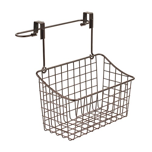 Spectrum Diversified Duo Towel Bar & Medium Basket No Installation 2-in-1 Cabinet Basket & Towel Bar, Under Sink Rustic Farmhouse Storage & Organization, Bronze