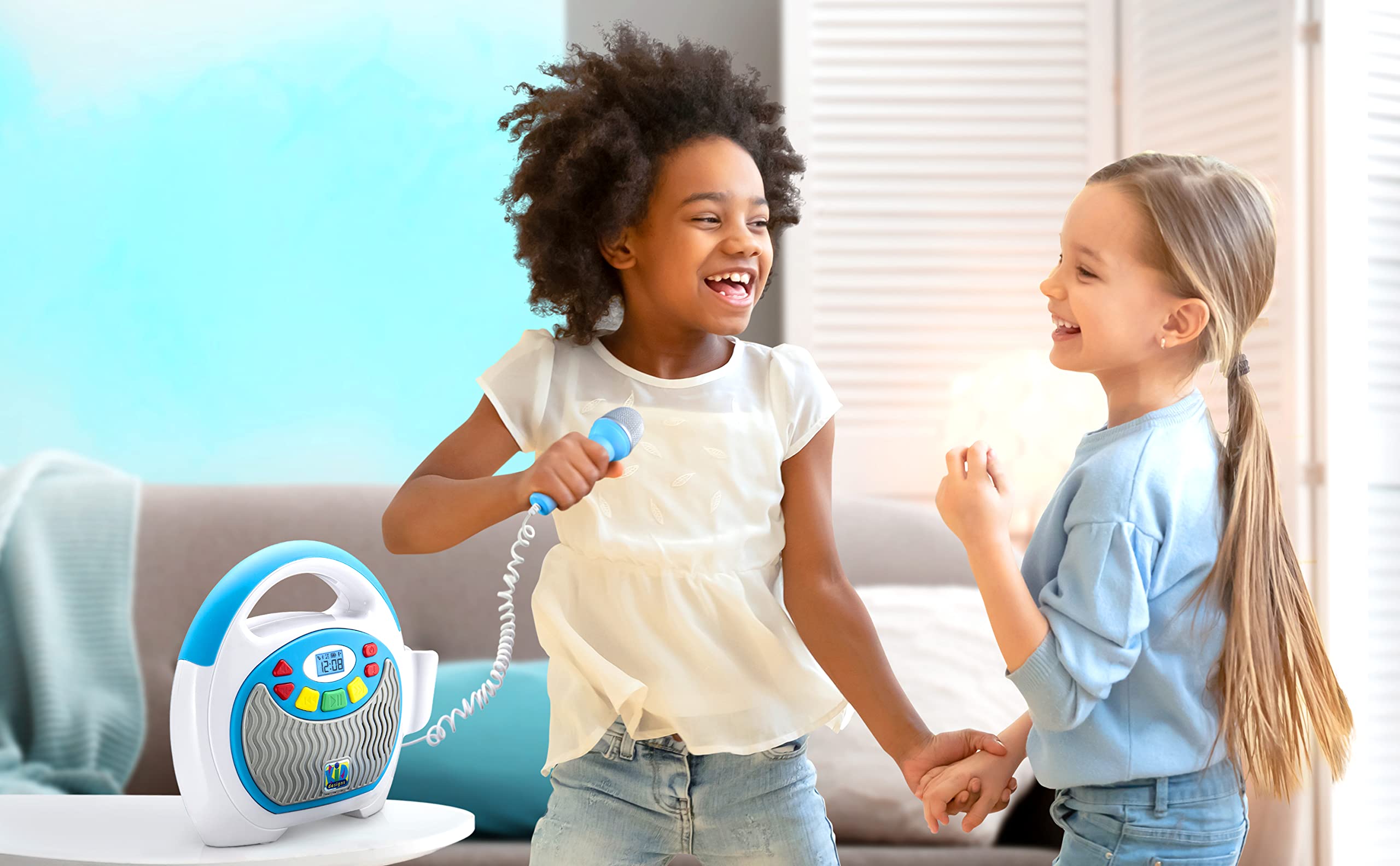 eKids KIDdesigns Mother Goose Club Bluetooth Sing Along Portable MP3 Player Real Mic 24 Songs