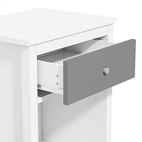 Leavader Wooden Nightstand for Kids Room, Bedroom Nightstand with 1 Drawer and 1 Lattice, Side Table with Storage End Table for Child Room, Baby Room, Small Spaces
