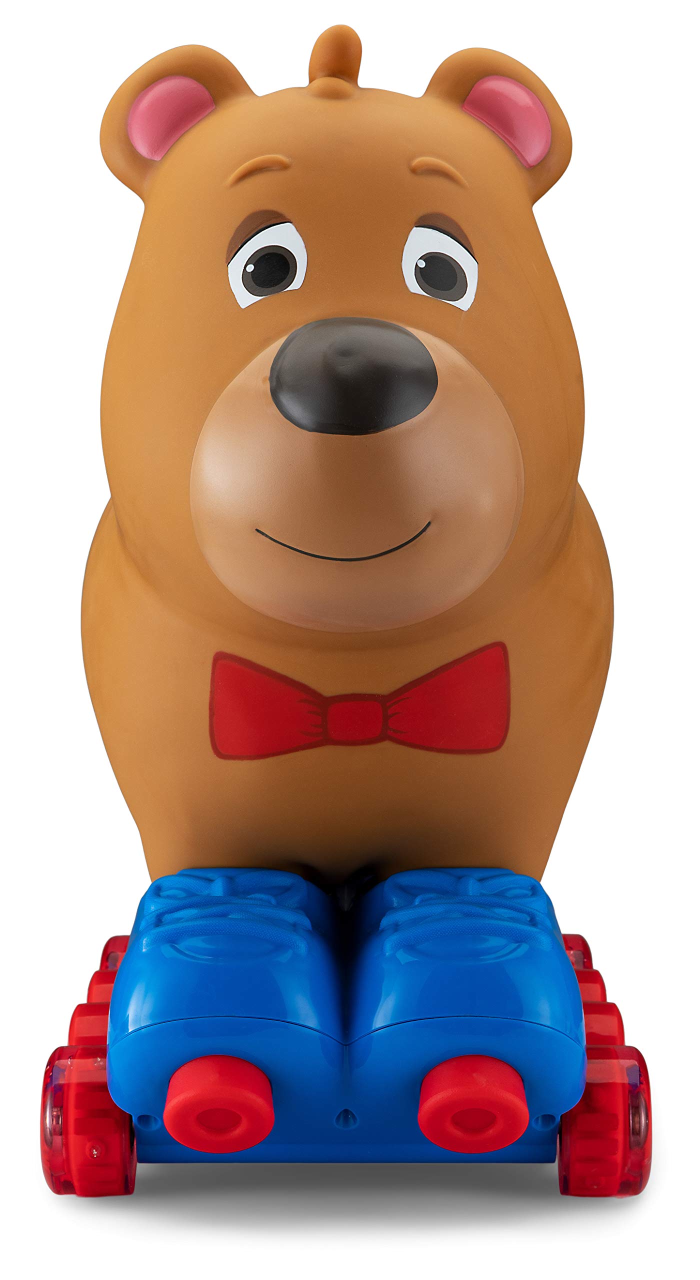 Kid Trax Silly Skaters Bear Toddler Foot to Floor Ride On Toy, Kids 1-3 Years Old, Soft and Inflatable, Single Rider, Light Up LED Rollerskates, Brown