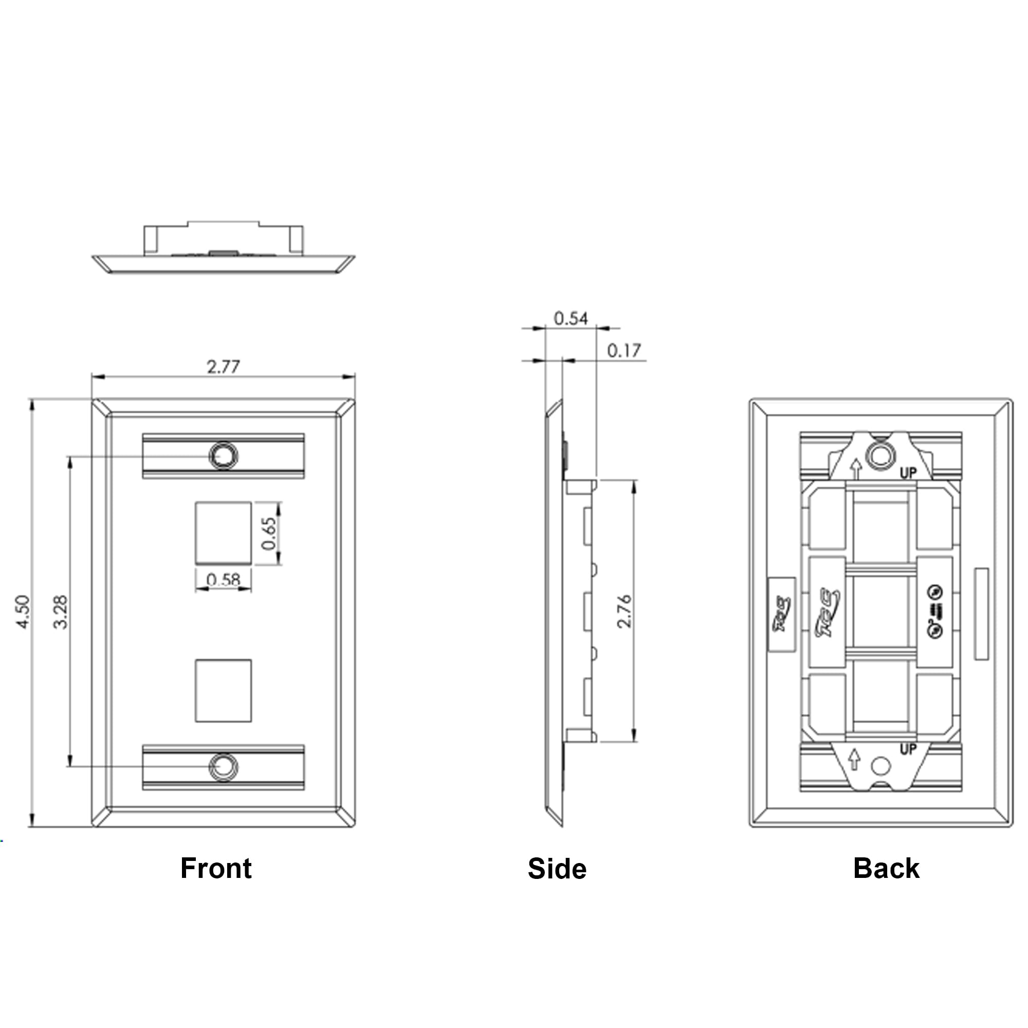 ICC Station ID Stainless Steel Faceplate with 2 Ports for EZ®/HD Style in Single Gang