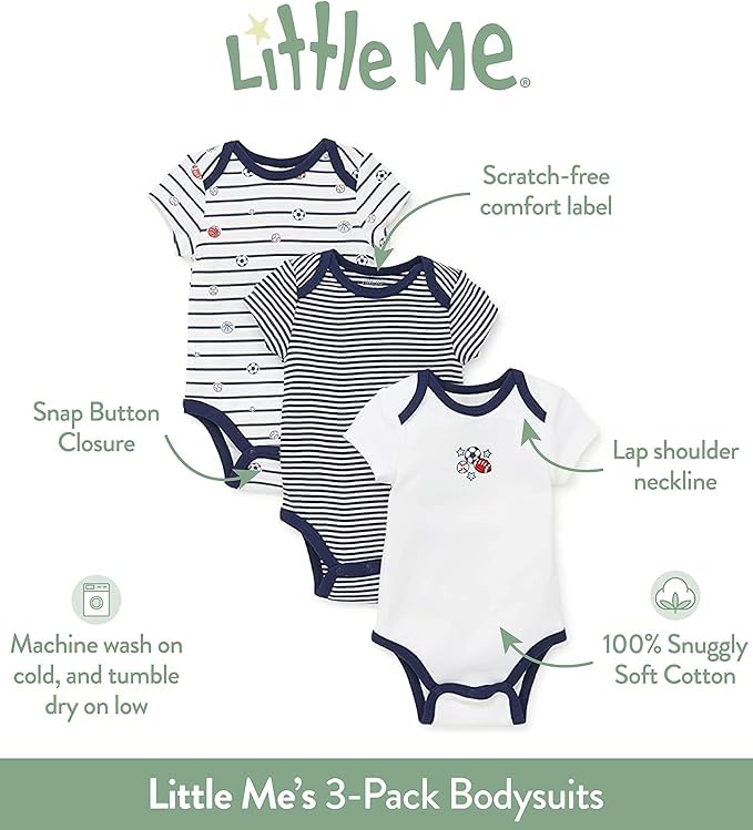 Little Me Unisex-Baby Newborn Giraffe 3 Pack Bodysuit, Ivory/Multi, Newborn