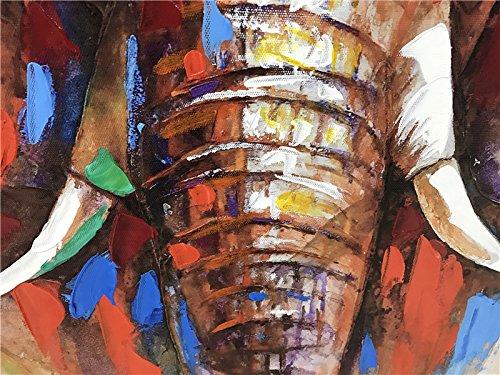 Pinetree Art Vibrant Wall Art Elephant Artwork Unique Elephant Painting on Canvas for Living Room (24 x 24 inch, B)