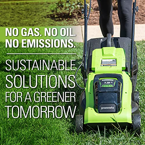 Greenworks 24V 13-Inch Cordless (2-In-1) Push Lawn Mower, 4.0Ah USB Battery (USB Hub) and Charger Included MO24B410