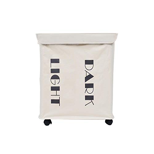 KLgeri 2 Sections Laundry Sorters Hamper with Wheels Collapsible Storage Baskets (L)