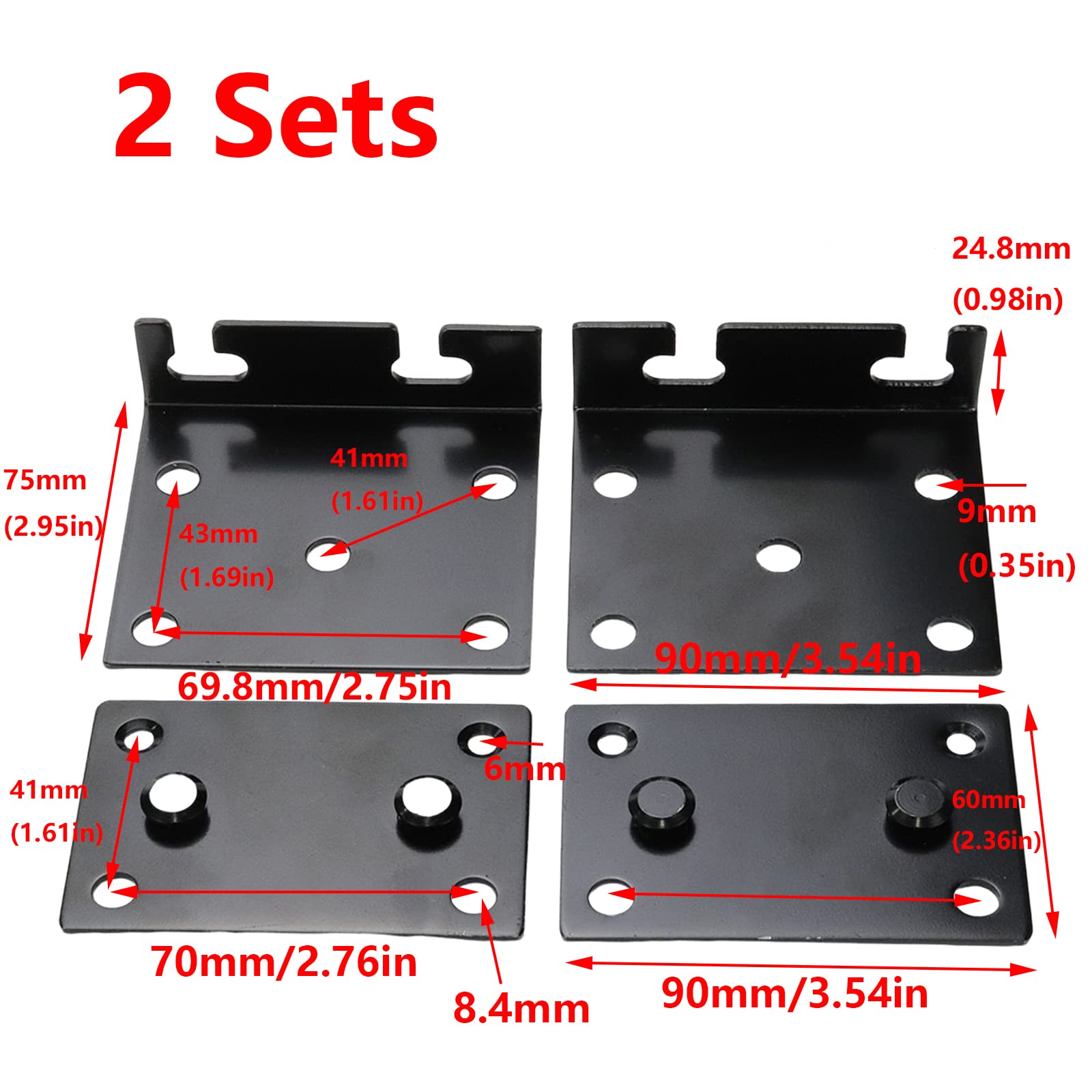 Antrader 2 Sets Universal Wood Bed Rail Hook Plates, Bed Frame Bed Post Double Hook Slot Bracket Accessories,Black,Screws Included