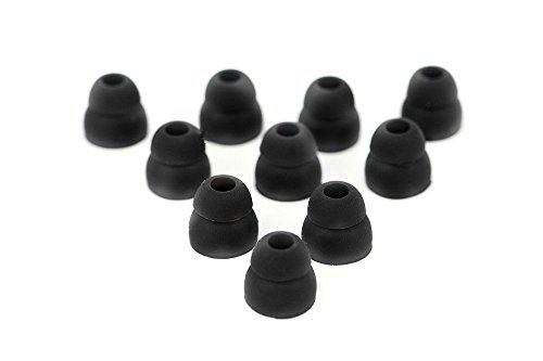 Sqrmekoko 10-Pack Black Double Flange EarTips for Powerbeats 3 Wireless Earbuds Replacement Silicone Ear Tips