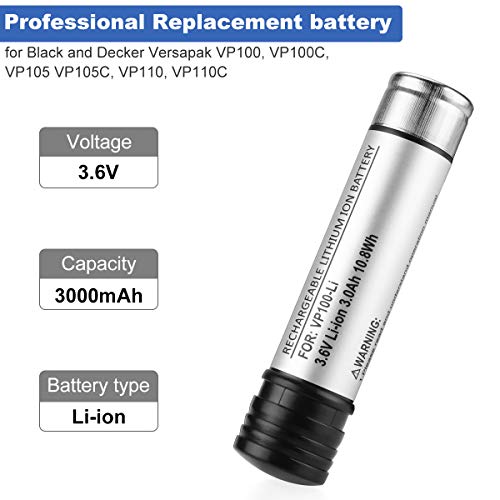 ANTRobut 2Pack 3.0Ah Li-ion Battery Replacement for Black and Decker 3.6 Volt Battery Versapak VP100 VP100C VP105 VP105C VP110 VP110C VP143