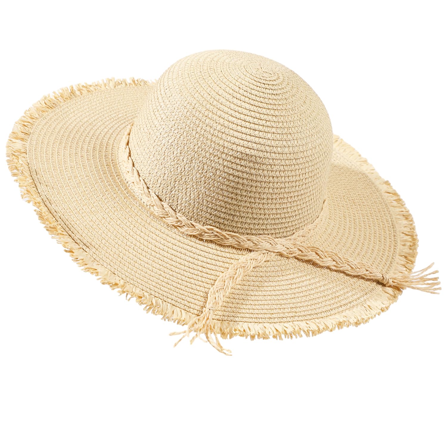 Beach Hats for Women, Wide Brim Sun Straw Hat for Women, UV Protection UPF 50+ Sun Hats, Collapsible Roll up Cap