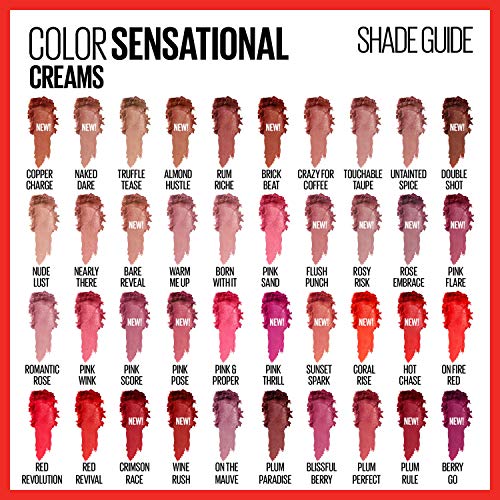 Maybelline Color Sensational Lipstick, Lip Makeup, Cream Finish, Hydrating Lipstick, Romantic Rose, Pink ,1 Count
