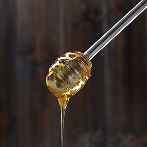 Mkono Honey Dispenser Glass Honey Jar with Dipper and Lid Honey Pot Container for Home Kitchen Storing Honey and Syrup,9 Ounce