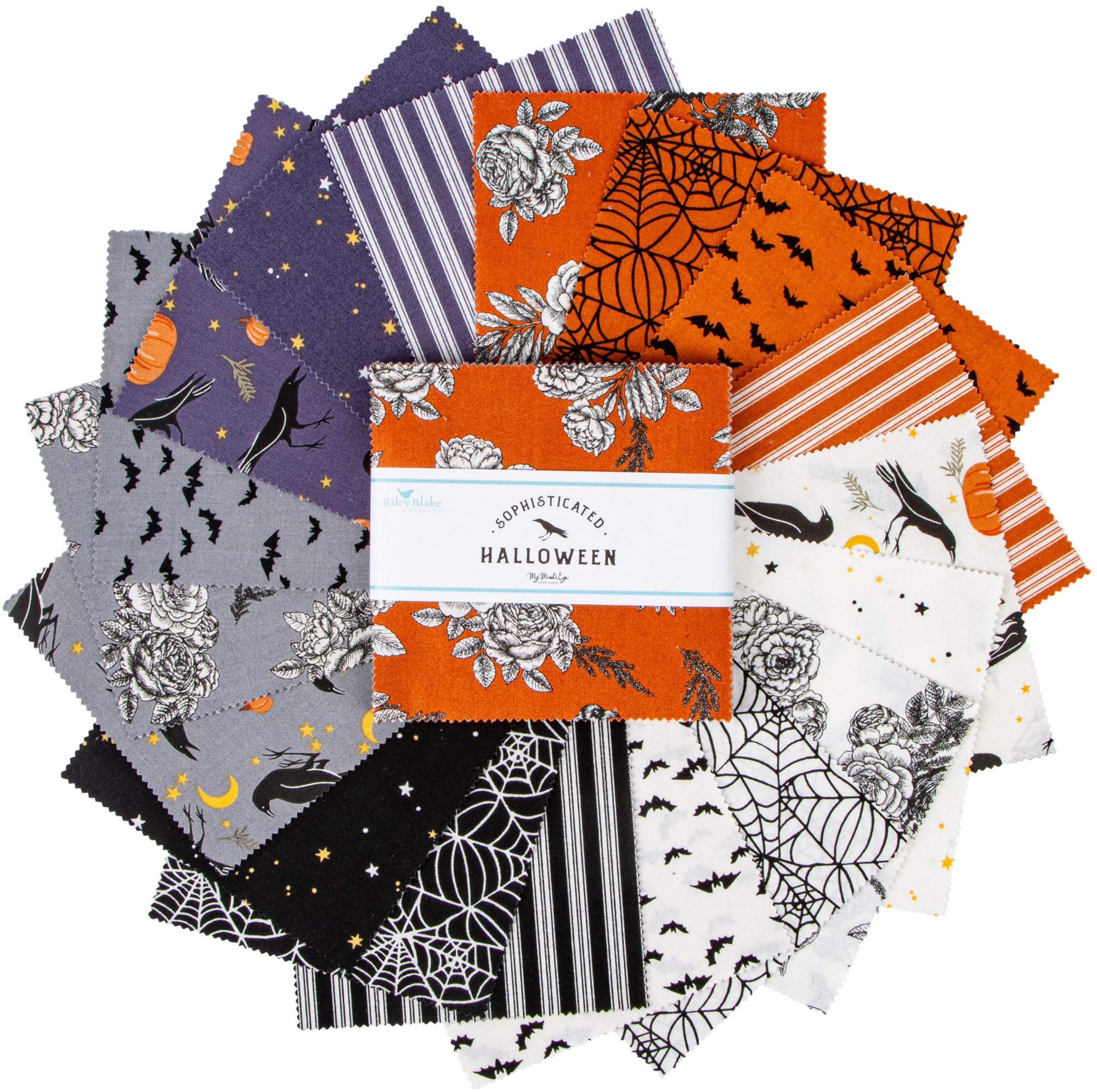 My Mind's Eye Sophisticated Halloween 5"" Stacker 42 5-inch Squares Charm Pack Riley Blake 5-14620-42, Assorted