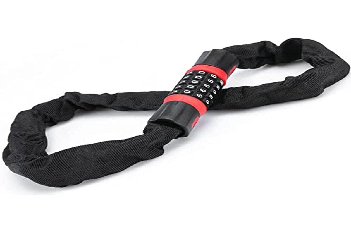 Bicycle Lock Combination Lock 6mm High Security Chain Lock with Code Bicycle Lock Hardened Steel for Bicycle Motorcycle (Black)