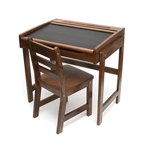 Lipper International Child's Chalkboard Desk and Chair, 2-Piece Set, Walnut Finish