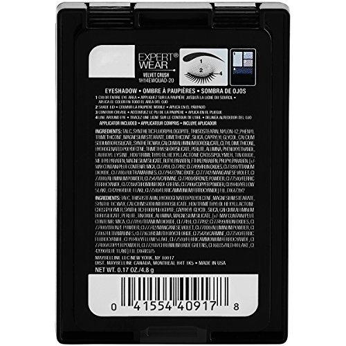 Maybelline New York Expert Wear Eyeshadow Quads, Velvet Crush, 0.17 oz.
