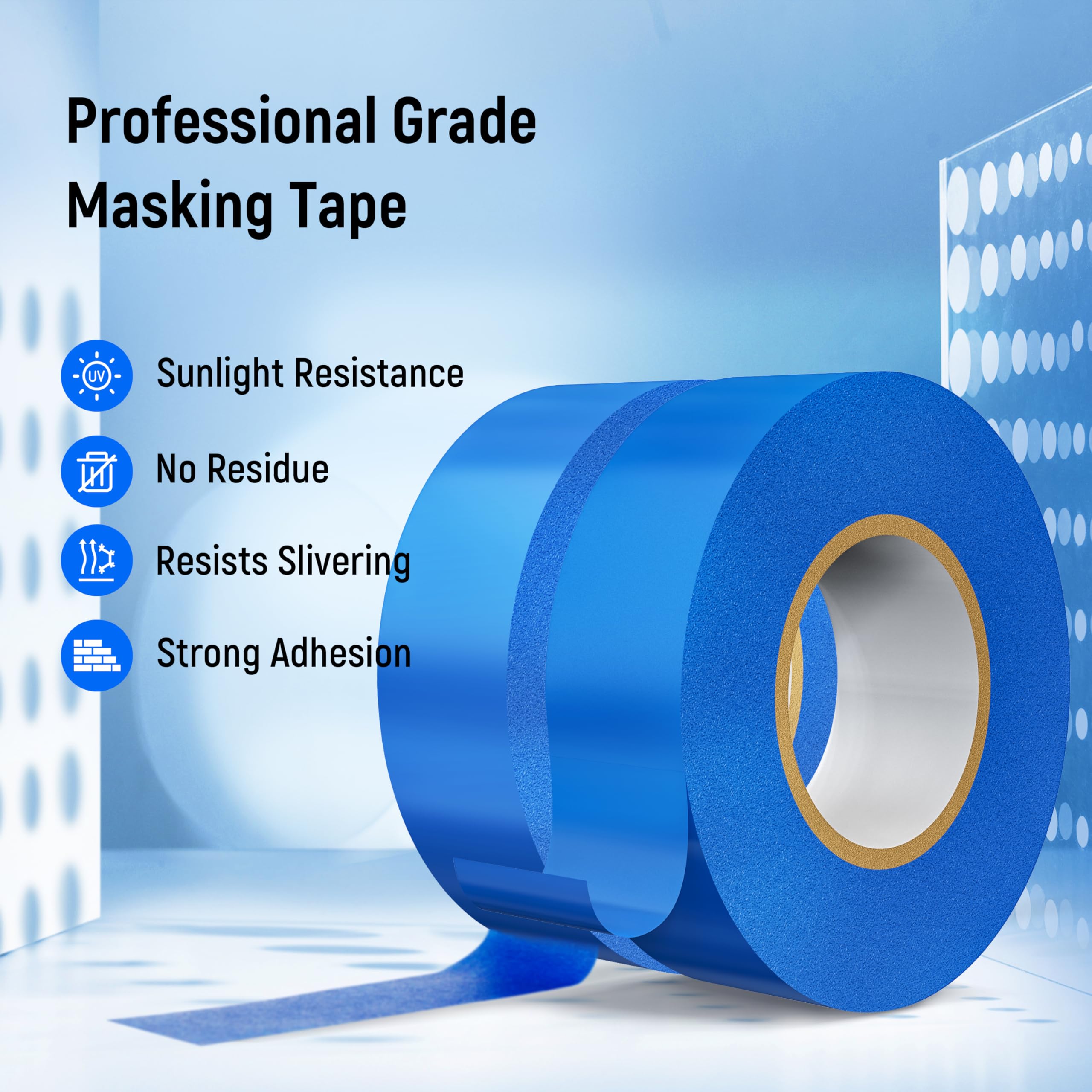 Painters Tape, 9 Rolls Masking Tape, Masking Master with Adhesive Backing, Blue Tape for Home, Office, School Stationery, DIY Art, Crafts, Labeling (0.94Inch X 180 FT), Total 1624 FT