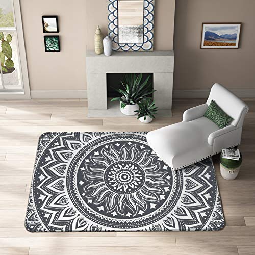 LEEVAN Area Rug Modern No-Shedding Non-Slip Machine Washable Indoor Rug Rectangle Living Room Bedroom Study Soft Carpet Floor Mat Home Decor (3 x 4 ft, Grey Mandala)
