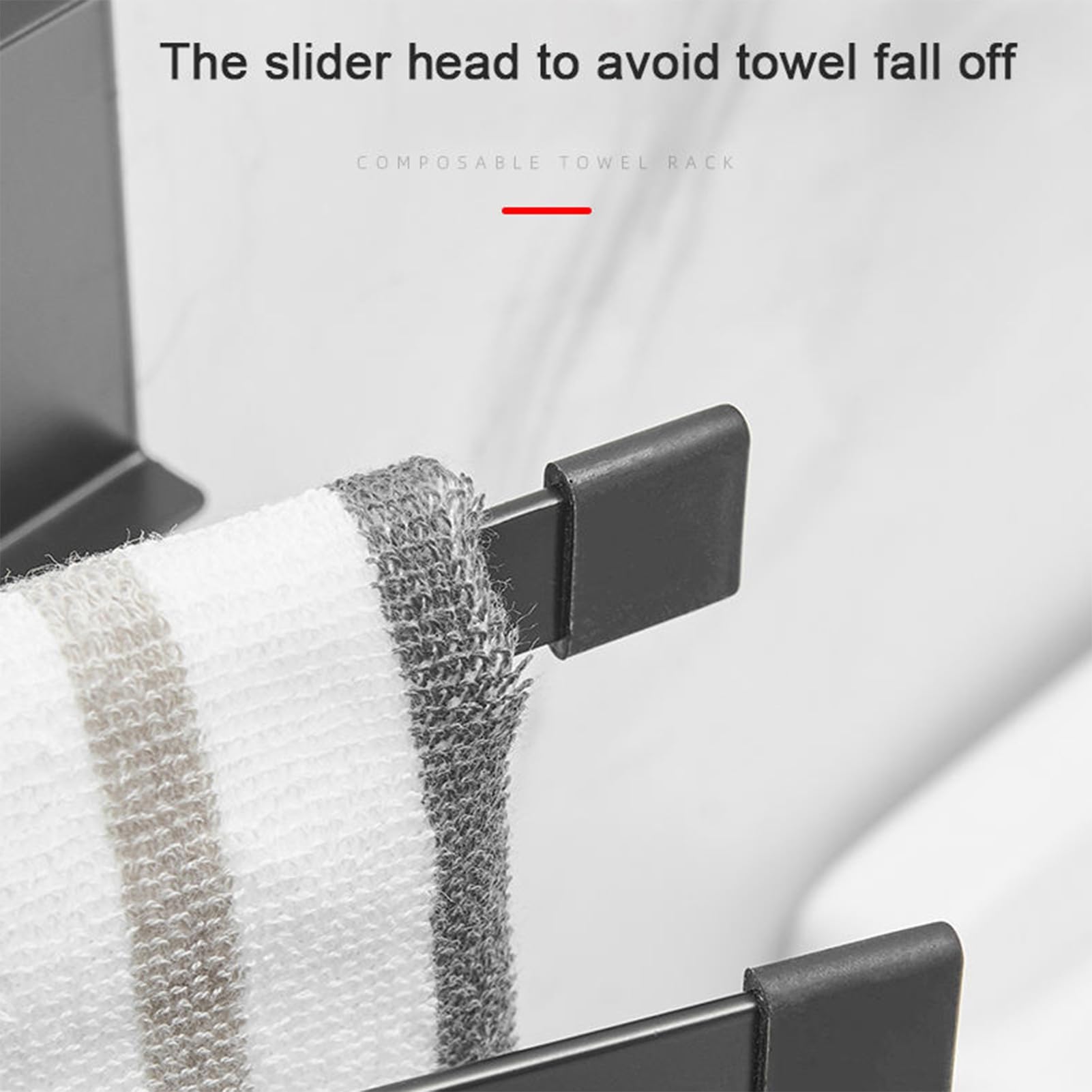 RRXIMHTT Magnetic Towel Rail Wall Mounted Bathroom Folding Towel Drying Rack Kitchen Rag Hand Towel Storage Shelf Black