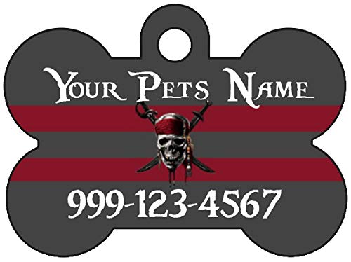 Pirates of The Caribbean Skull Pet Id Dog Tag Personalized w/ Name & Number