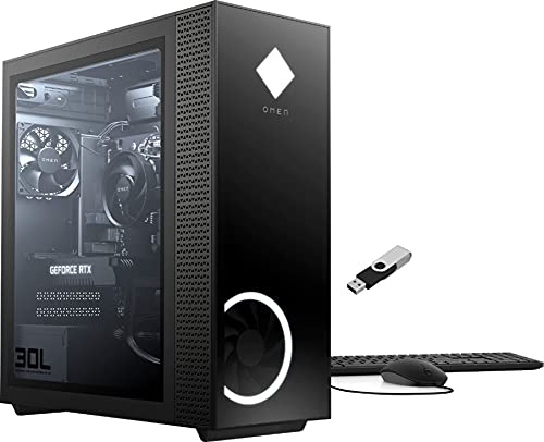 HP 2022 OMEN 30L Gaming Desktop AMD Ryzen 5 5600G 6-Core CPU AMD Radeon RX 6600 XT (8GB GDDR6) 32GB DDR4 2TB SSD + 2TB HDD Tempered Glass Side Panel Windows 11 Pro w/RATZK 32GB USB Drive