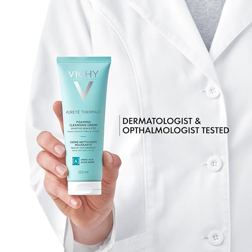 Vichy Pureté Thermale Foaming Cleansing Cream | Foaming Face Wash & Makeup Remover With Purisoft & Vitamin B5 | Sensitive Skin Tested | Cleanses, Removes Makeup & Hydrates | Soap Free | Non-Drying