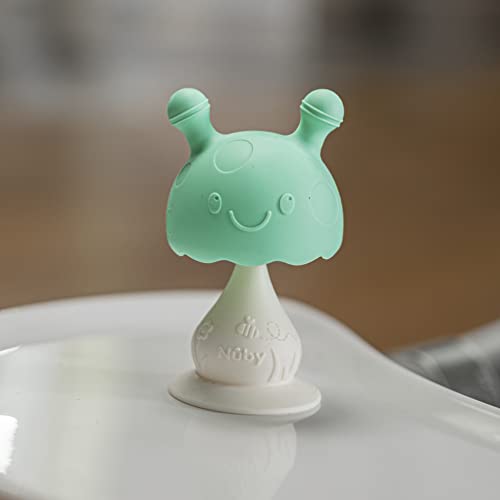 Nuby Super Soft Silicone Teether with Suction Base | Visually Stimulating and Easy to Grasp | Ideal for Infants 3 Months and Up, Soothing and Stimulating Gums