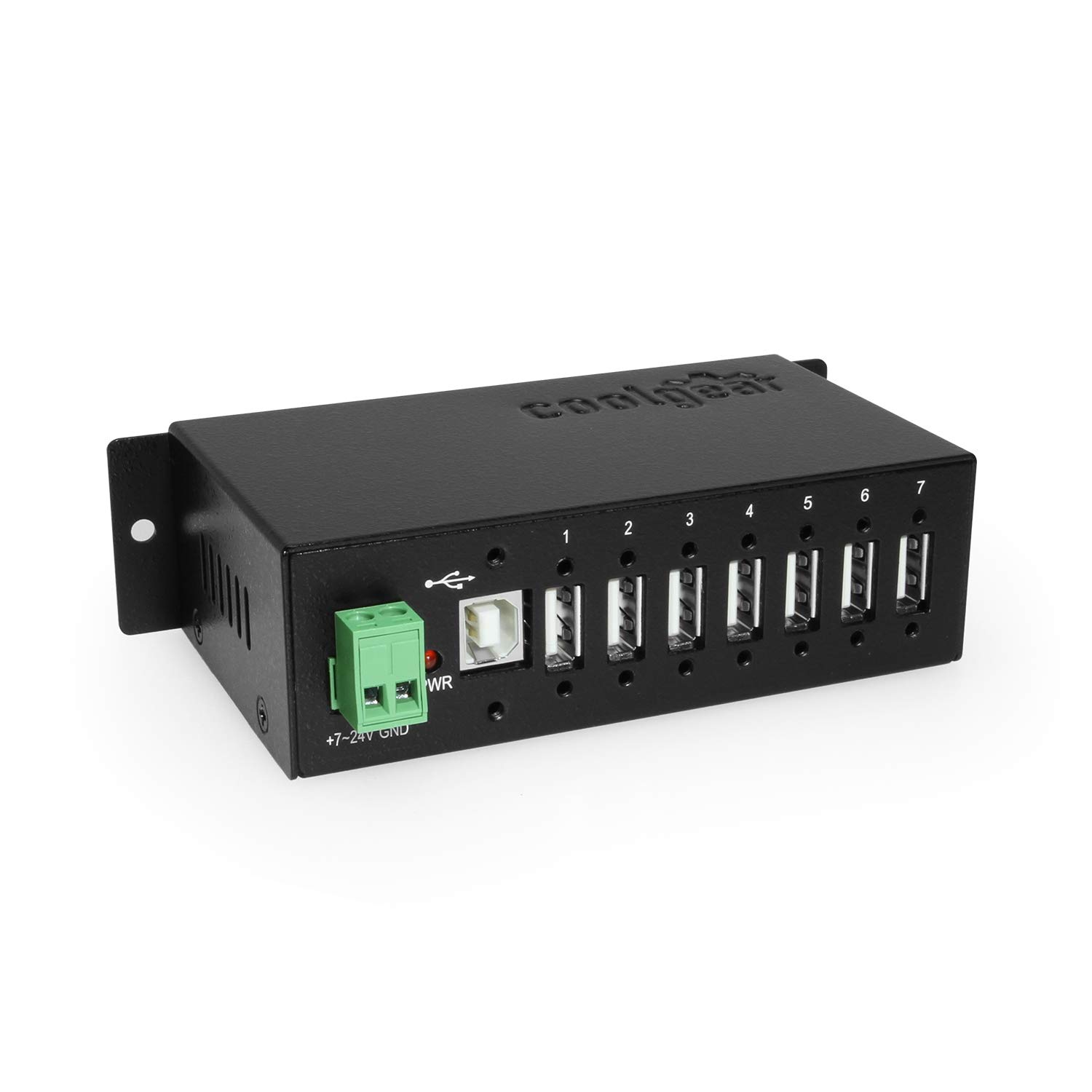 USB 2.0 7-Port Hub with DIN Rail Mounting - Metal Chassis Japan NEC Chip