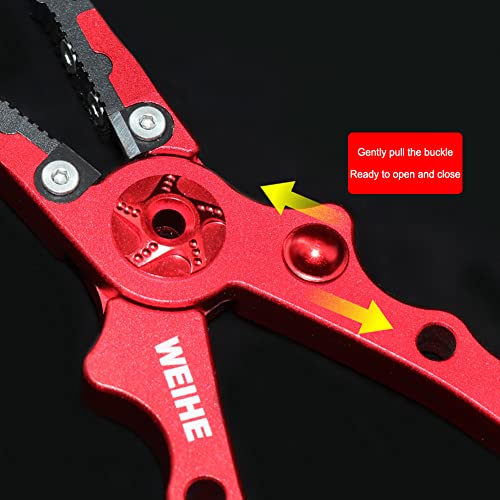 Awakingdemi Portable Fishing Line Cutter Multi Tools Multifunctional Fishing Line Clamp Tool Aluminum Alloy with Buckle Rope