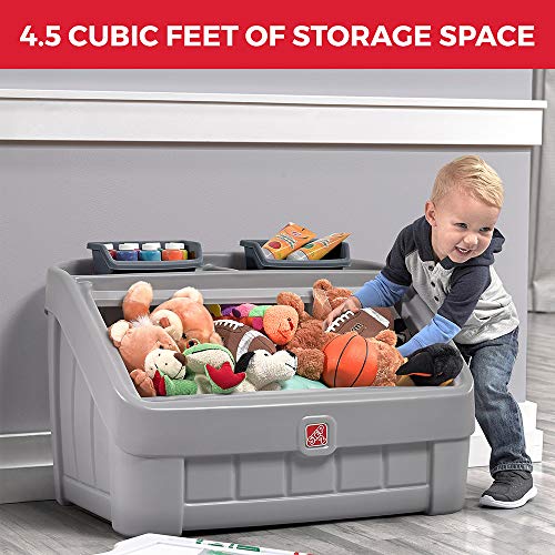 Step2 2-in-1 Toy Box & Art Lid | Plastic Toy & Art Storage Container, Grey