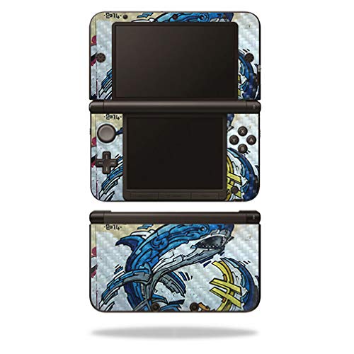 MightySkins Carbon Fiber Skin for Nintendo 3DS XL Original (2012-2014) - Robo Shark | Protective, Durable Textured Carbon Fiber Finish | Easy to Apply, Remove, and Change Styles | Made in The USA