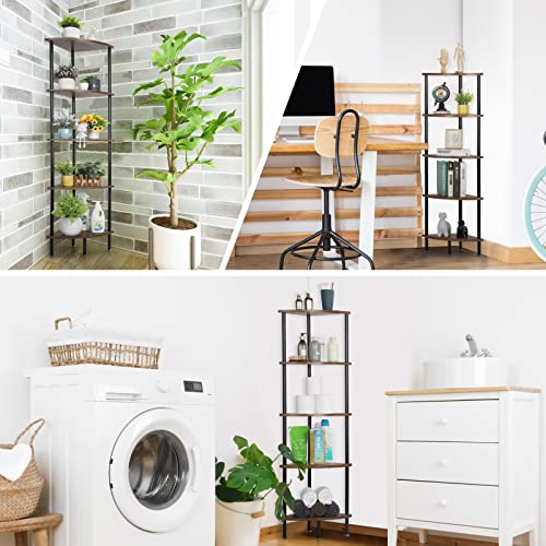 LIANTRAL 5 Tier Corner Shelf, 49.8β Corner Shelf Stand, Corner Bookshelf Plant Stand, Storage Shelf for Bathroom, Living Room, Kitchen, Home Office