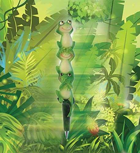 Planet Pens Three Wise Frogs Novelty Pen - Cute Fun & Unique Kids & Adults Ballpoint Pen, Colorful Animal Writing Pen Instrument School & Office Desk Decor