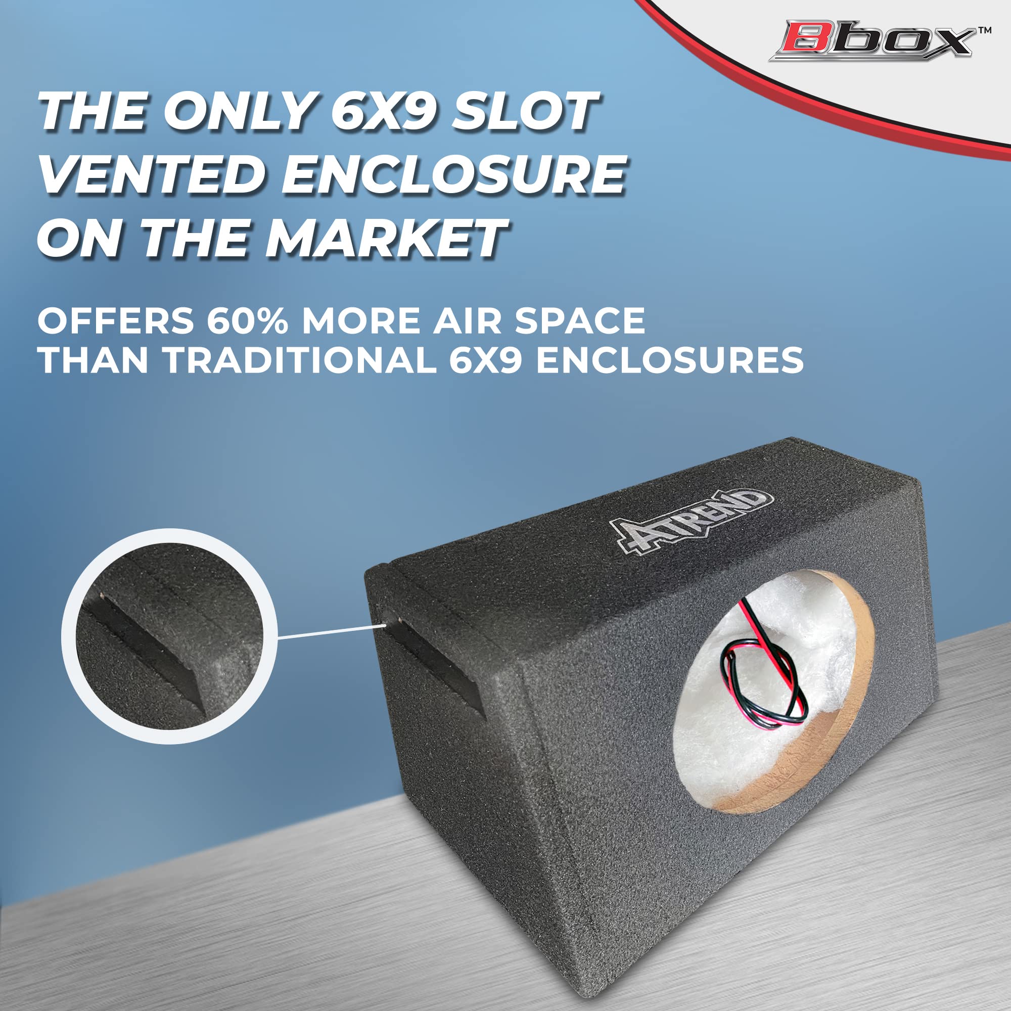 Atrend Bbox Vented 6β x 9β Pro Audio Tuned Speaker Subwoofer Enclosures - Designed, Engineered in USA - Improve Audio Quality, Sound & Bass - Nickle Finish Terminals