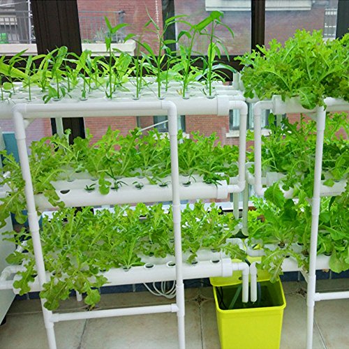 LAPOND Hydroponic Grow Kit, Hydroponics Growing System 3 Layers 108 Plant Sites Food-Grade PVC-U Pipes Hydroponic Planting Equipment with Water Pump, Pump Timer for Leafy Vegetables
