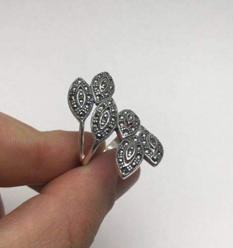 argunjewellery Turkish Jewelry Leaves Cool Marcasite 925K Sterling Silver Women's Ring