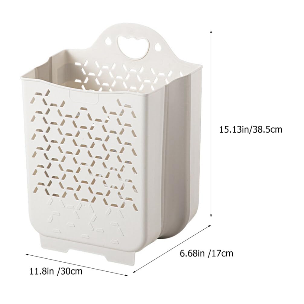 Healvian Collapsible Laundry Basket Wall Mounted Laundry Hamper Plastic Wall Hanging Laundry Basket Dirty Clothes Basket Foldable Storage Basket for Bedroom,Bathroom,Wardrobe, Dormitory