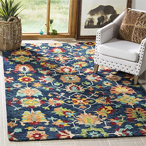 Safavieh Aspen Collection 3' x 5' Navy/Red APN510N Handmade Boho Wool Area Rug