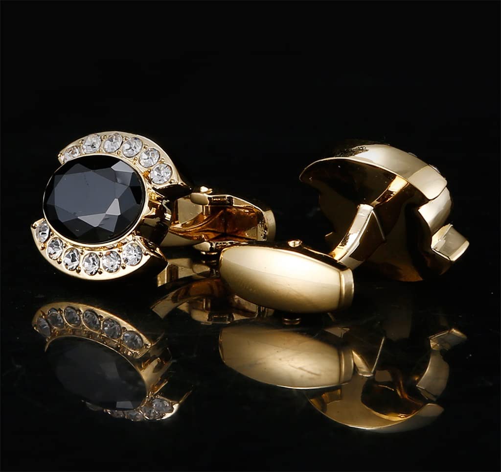 Black Zircon Crystal Cufflinks French Full Diamond Cufflinks Men's Shirt Cuff Buttons (Color : A, Size : One Size) (A One Size)