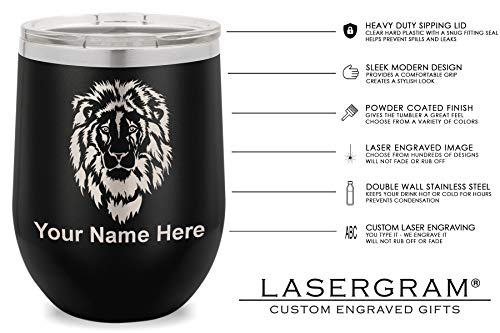 SkunkWerkz Wine Glass Tumbler, Squirrel, Personalized Engraving Included (Black)