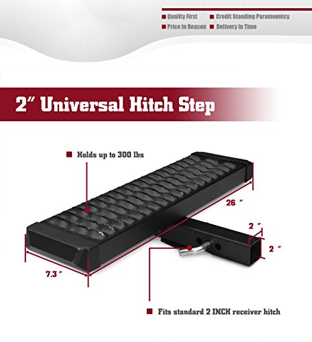 TAC STHT-U01 Aluminum Hitch Step Universal Fit 2" Rear Hitch Receivers with No Drop