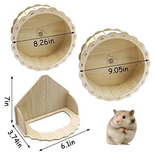 Hamiledyi Hamster Wheels Wooden Small Pets Exercise Wheel Silent Hamster Running Wheel Mouse Running Spinner Wheel for Gerbil Mice Guinea Pigs Dwarf Syrian Hamster (8.26in)