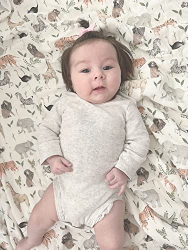 Little Jump Bamboo Muslin Swaddle Blankets - 2 Pack Jungle & Green - Softest Baby Receiving Blankets for Boys and Girls (Jungle & Green)