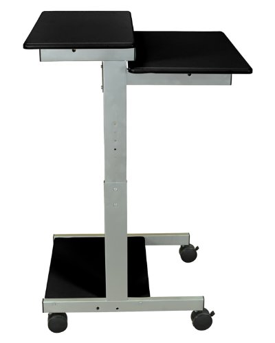 Luxor Rolling Stand Up Presentation Station with 2 Shelf and Steel Frame, Black - Perfect for School, Classroom, Office and More