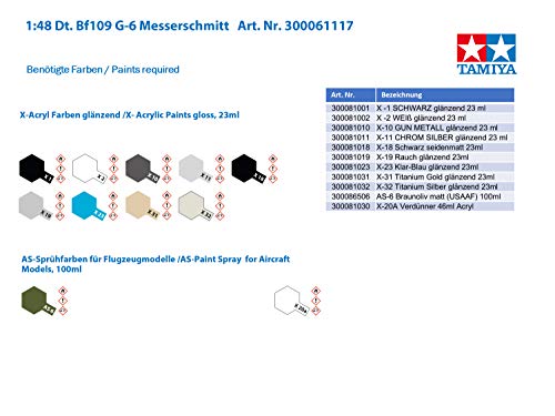 Tamiya 61117 1/48 Messerschmitt BF 109 G-6 Plastic Model Airplane Kit