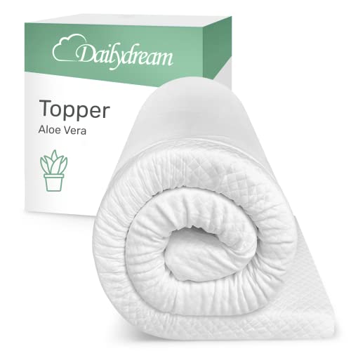 Dailydream viscoelastic Mattress Topper with Memory Foam, Edition Aloe Vera (Queen, Model L - 220 up to 264 lbs)