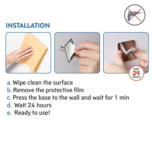 Tatkraft Amy Stainless Steel Hooks, Set of 3, Easy to Install, Perfect for Bathroom, Kitchen, Office, Corrosion Resistant