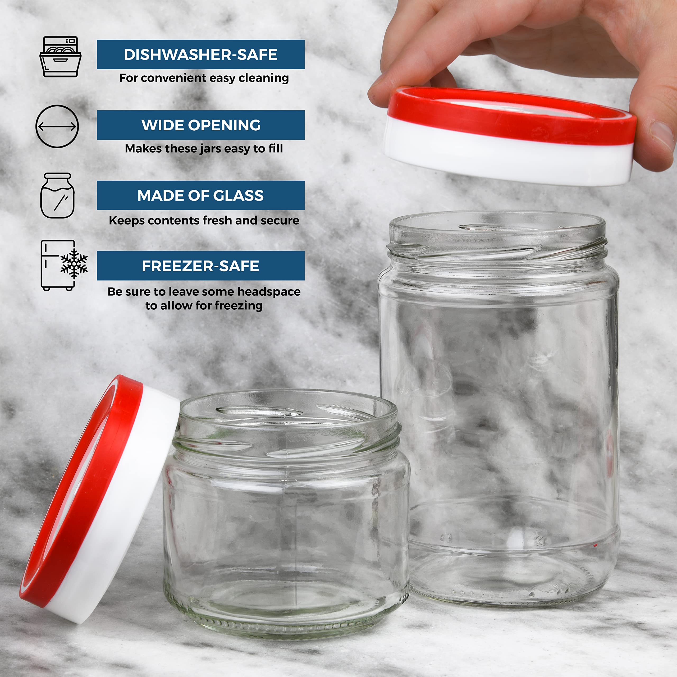 Tribello 22oz Mason Jar Wide Mouth, Canning Jars Perfect To Keep Fresh All Your Homemade Smoothies, Fruit Drinks And Yogurt pack of 2