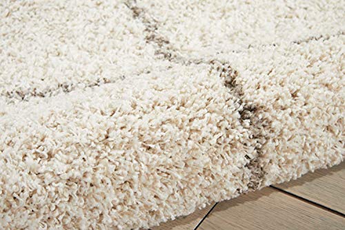 Nourison Brisbane Shag Cream 8'2' x 10' Area-Rug, Easy-Cleaning, Non Shedding, Bed Room, Living Room, Dining Room, Kitchen (8x10)